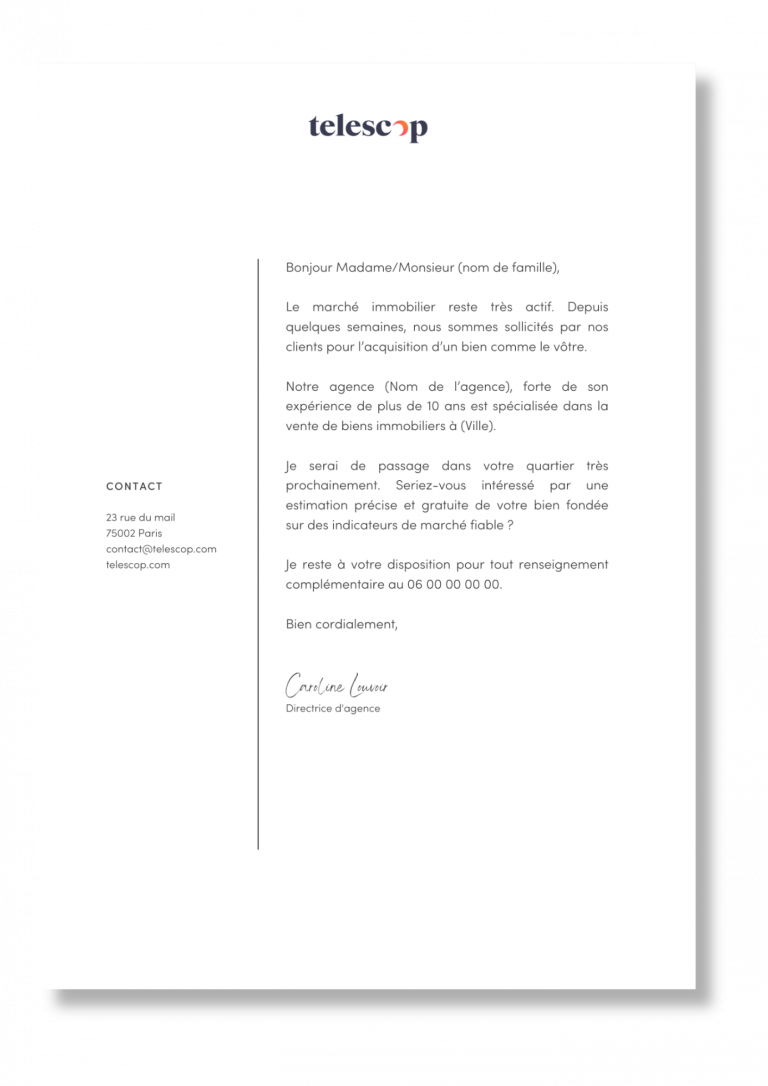 Modèles de Courriers Prospection Immobilière — Telescop